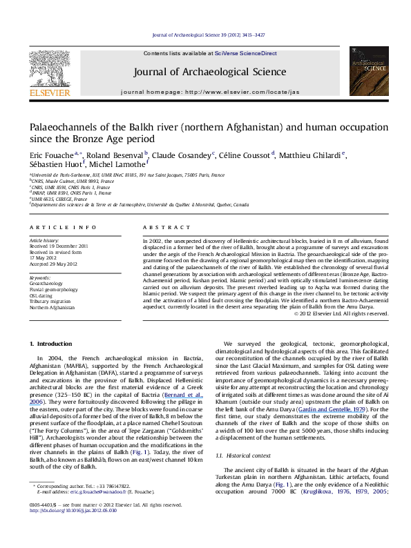 (PDF) Palaeochannels of the Balkh river (northern Afghanistan) and ...