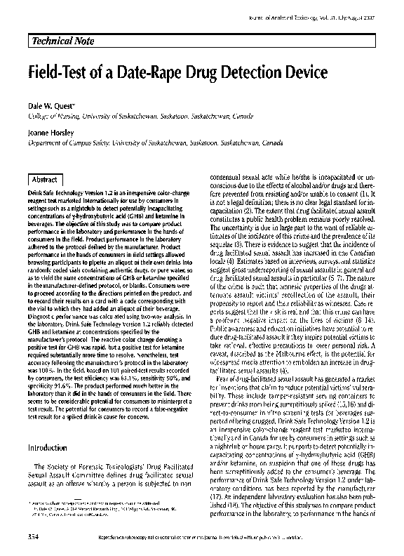 (PDF) Field-Test of a Date-Rape Drug Detection Device