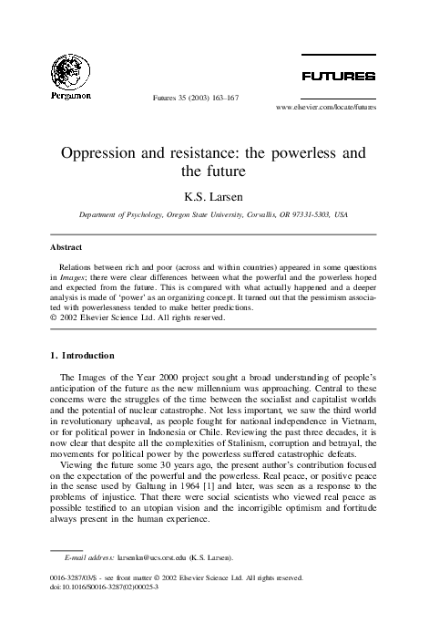 (PDF) Oppression and resistance: the powerless and the future