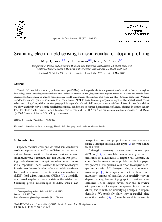 (PDF) Scanning electric field sensing for semiconductor dopant profiling