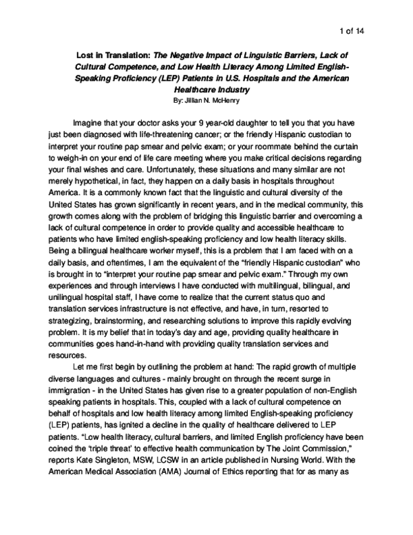 (DOC) Lost in Translation: The Negative Impact of Linguistic Barriers ...