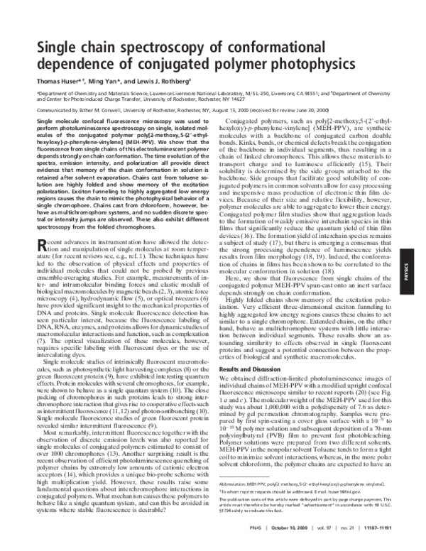 (PDF) Single chain spectroscopy of conformational dependence of ...