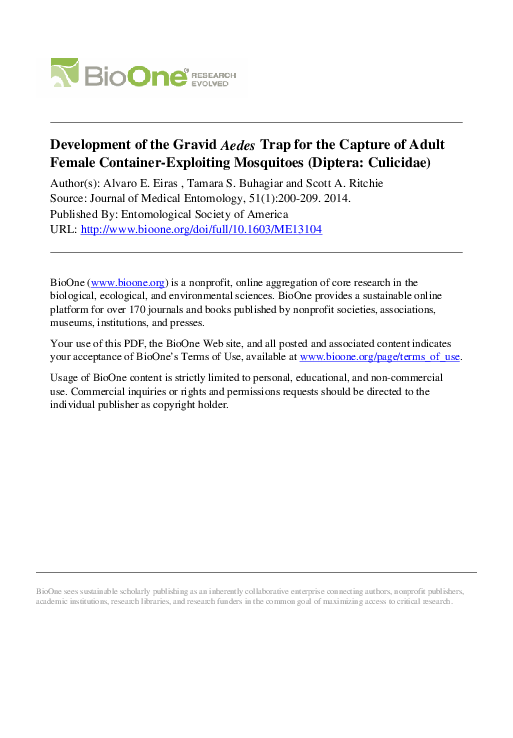 (PDF) Development of the Gravid Aedes Trap for the Capture of Adult ...
