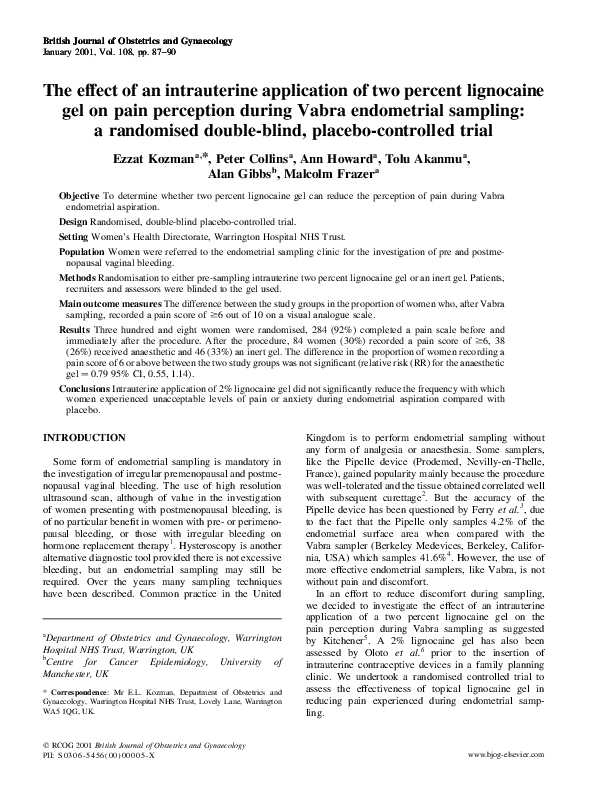 (PDF) The effect of an intrauterine application of two percent ...
