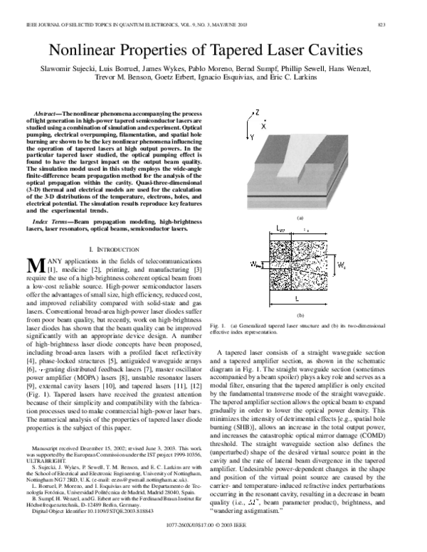 (PDF) Nonlinear properties of tapered laser cavities