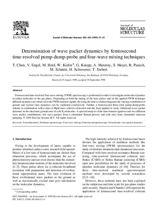 (PDF) Determination of wave packet dynamics by femtosecond time-resolved pump-dump-probe and ...