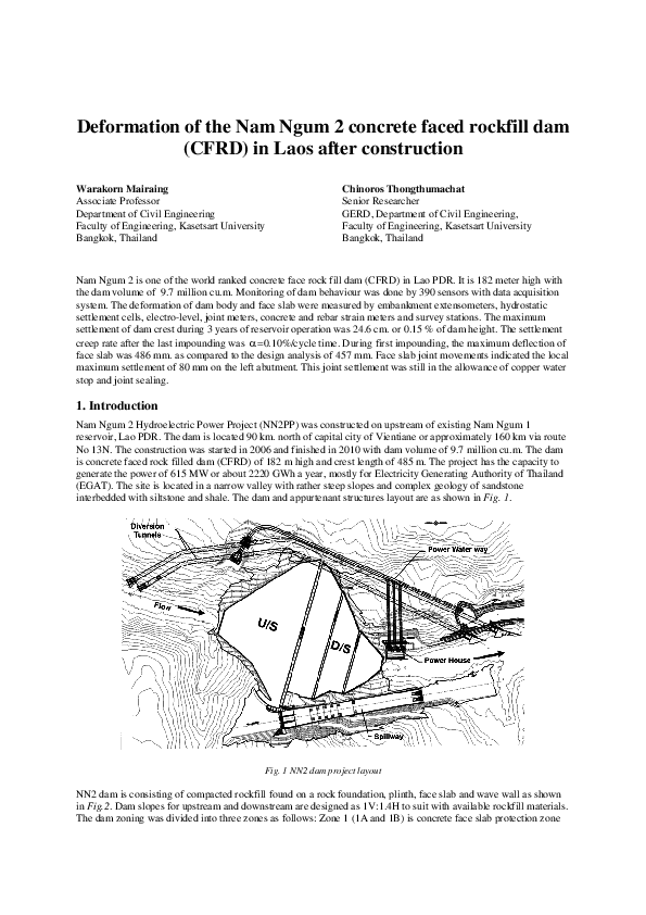 (PDF) Deformation of the Nam Ngum 2 concrete faced rockfill dam (CFRD ...