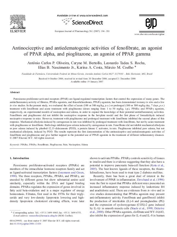(PDF) Antinociceptive and antiedematogenic activities of andrographolide isolated from ...