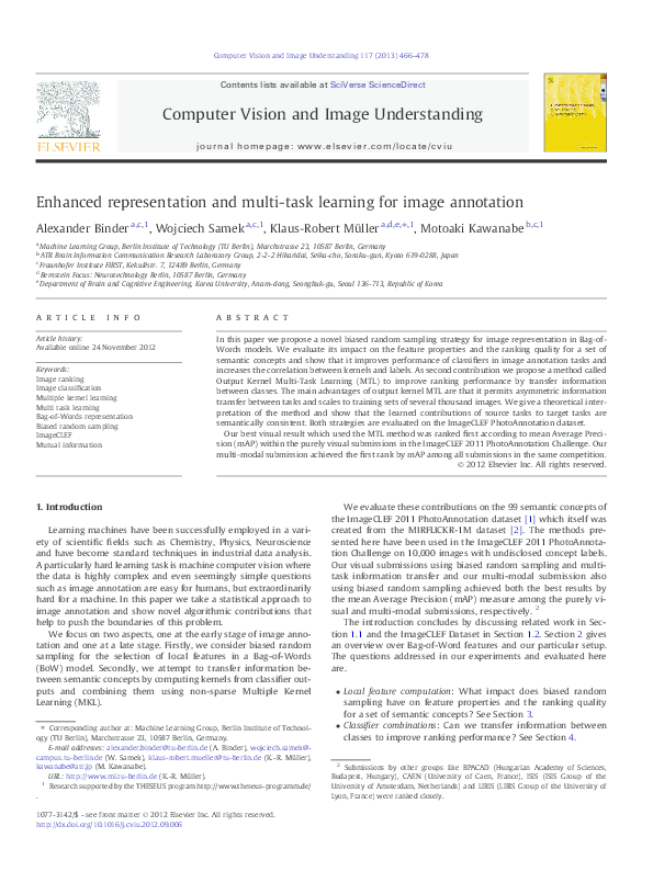 Pdf Enhanced Representation And Multi Task Learning For Image Annotation