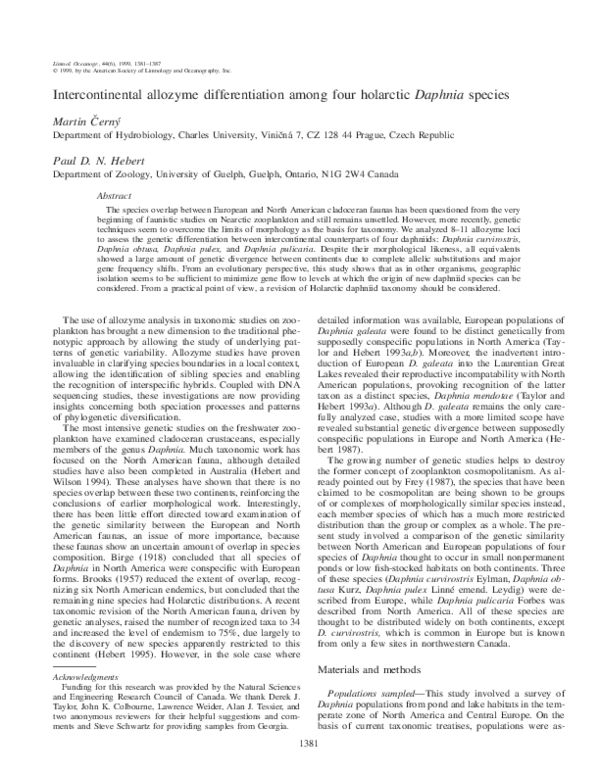 (PDF) Intercontinental allozyme differentiation among four holarctic ...