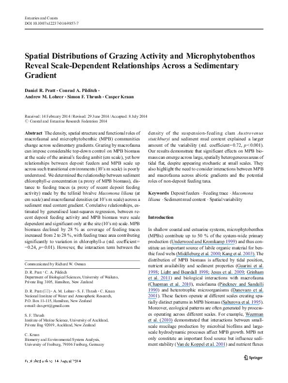 (PDF) Spatial Distributions of Grazing Activity and Microphytobenthos ...