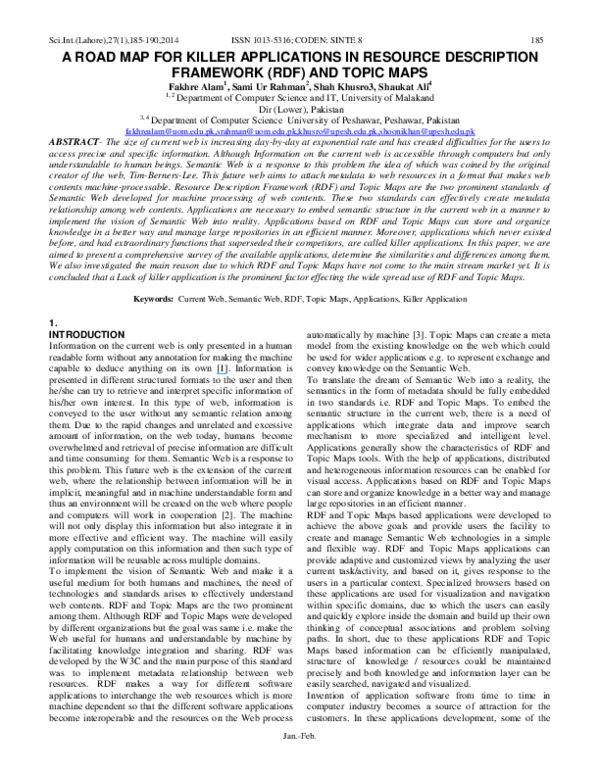 (PDF) A Road Map for Killer Applications in Resource Description ...