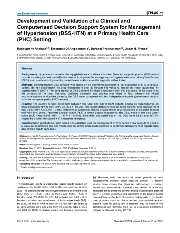 (PDF) Development and Validation of a Clinical and Computerised ...