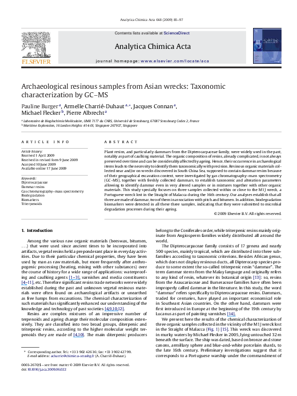 (PDF) Archaeological resinous samples from Asian wrecks: Taxonomic ...