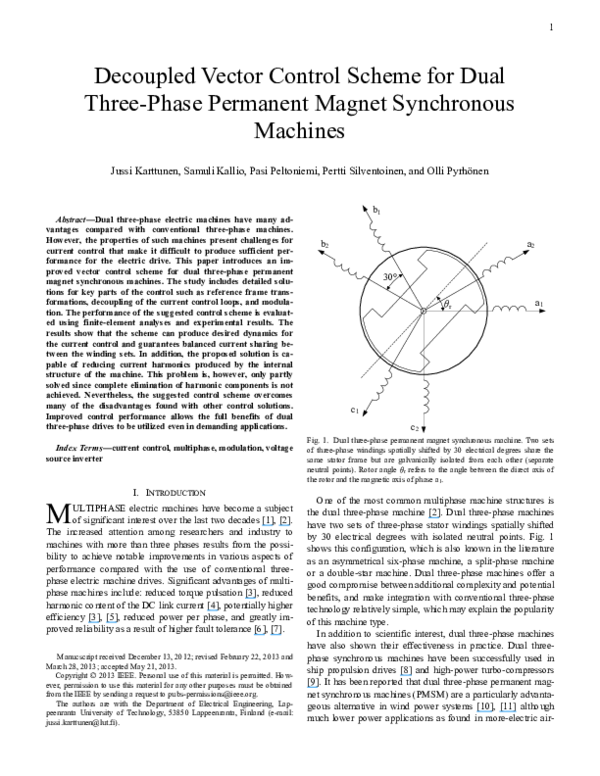 (PDF) Decoupled Vector Control Scheme for Dual Three-Phase Permanent Magnet Synchronous Machines
