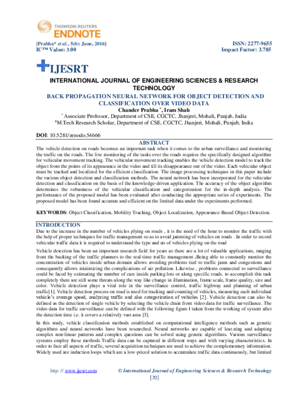 Pdf Back Propagation Neural Network For Object Detection And
