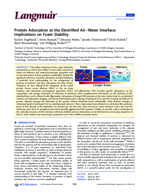 (PDF) Protein Adsorption at the Electrified Air–Water Interface ...