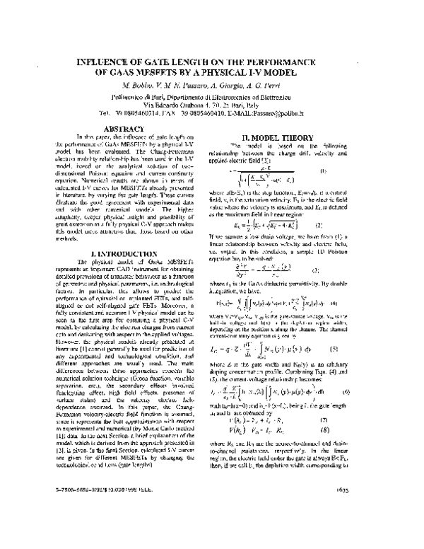 (PDF) Influence of gate length on the performance of GaAs MESFETs by a ...