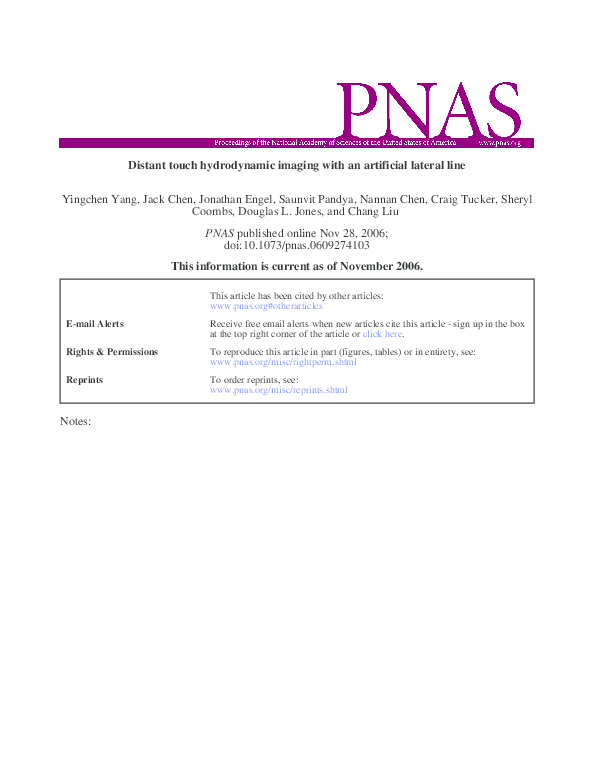(PDF) Distant touch hydrodynamic imaging with an artificial lateral line