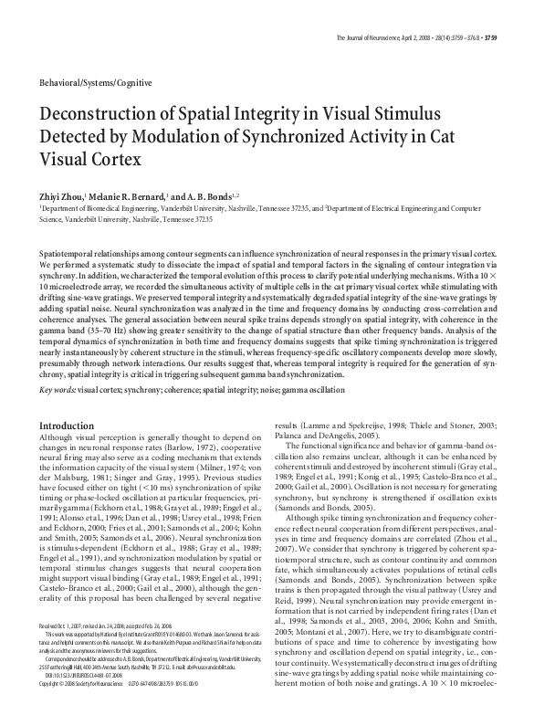 (PDF) Deconstruction of Spatial Integrity in Visual Stimulus Detected by Modulation of ...