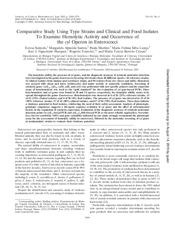 (PDF) Comparative Study Using Type Strains and Clinical and Food ...
