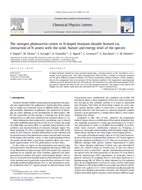 (PDF) The nitrogen photoactive centre in N-doped titanium dioxide ...