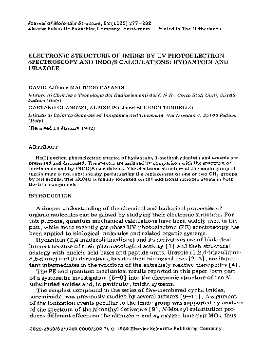 (PDF) Electronic structure of imides by UV photoelectron spectroscopy ...