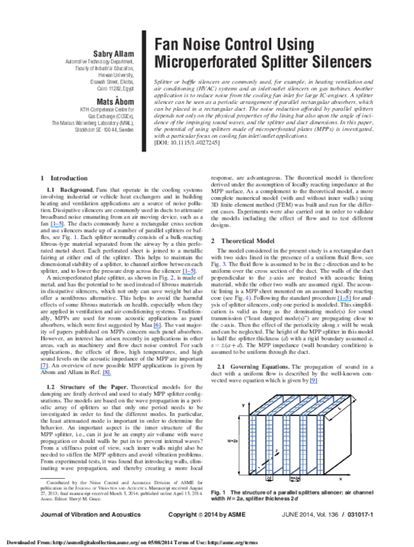 (PDF) Fan Noise Control Using Microperforated Splitter Silencers