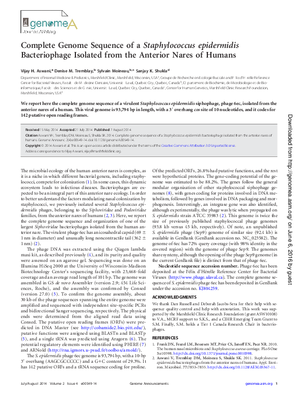 (PDF) Complete Genome Sequence of a Staphylococcus epidermidis ...