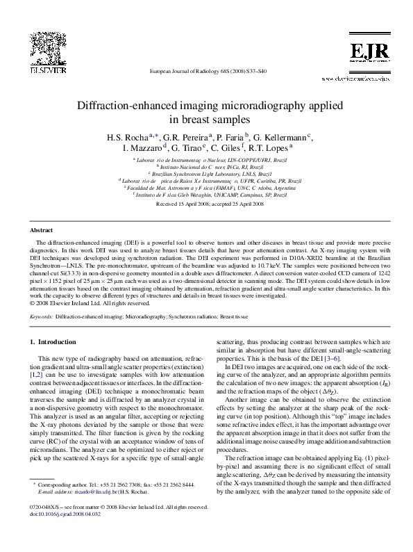 (PDF) Diffraction-enhanced imaging microradiography applied in breast ...