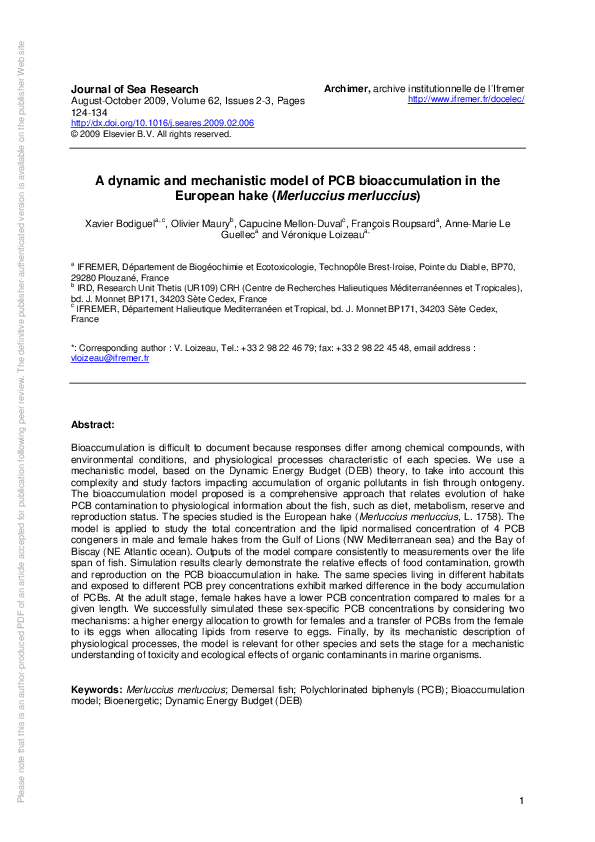 (PDF) A dynamic and mechanistic model of PCB bioaccumulation in the ...