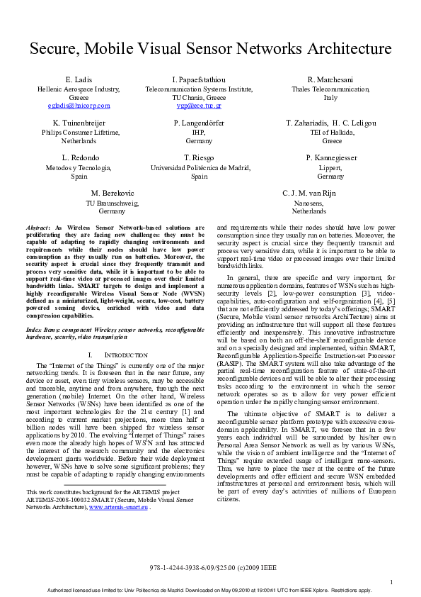 Pdf Mobile Secure Visual Sensor Networks Design