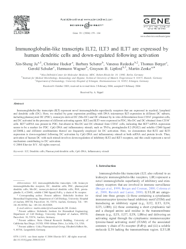 (PDF) Immunoglobulin-like transcripts ILT2, ILT3 and ILT7 are expressed ...