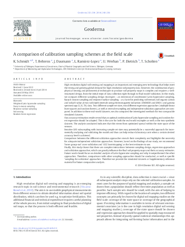 (PDF) A comparison of calibration sampling schemes at the field scale