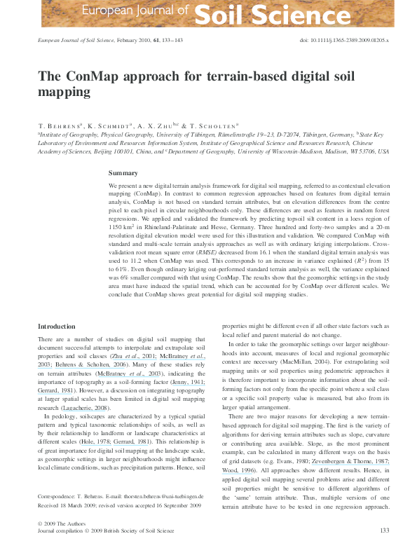 (PDF) The ConMap approach for terrain-based digital soil mapping