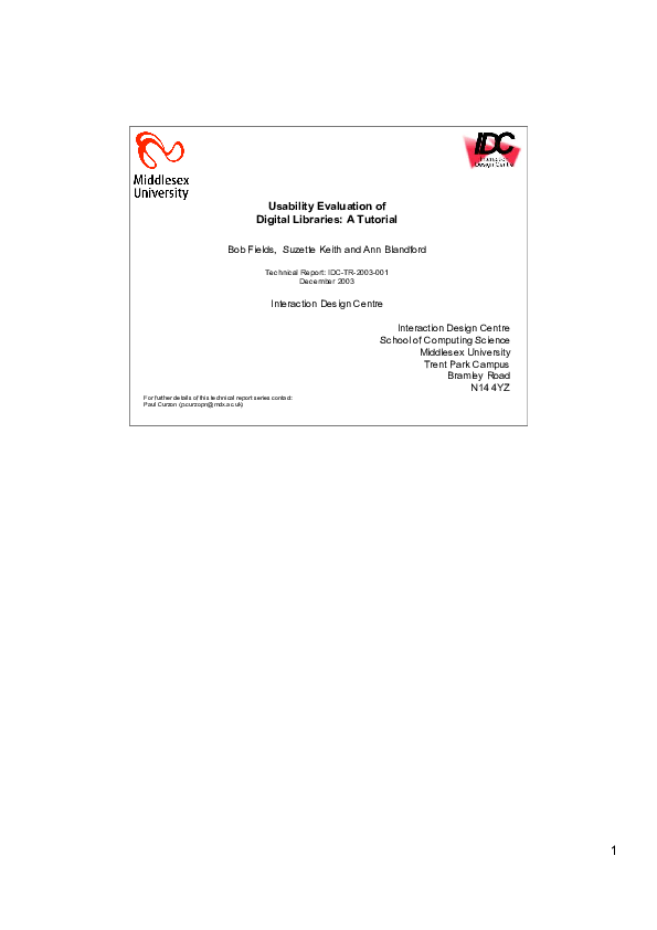 (PDF) Usability evaluation of digital libraries: a tutorial