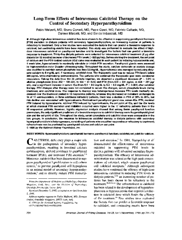 (PDF) Long-term effects of intravenous calcitriol therapy on the ...