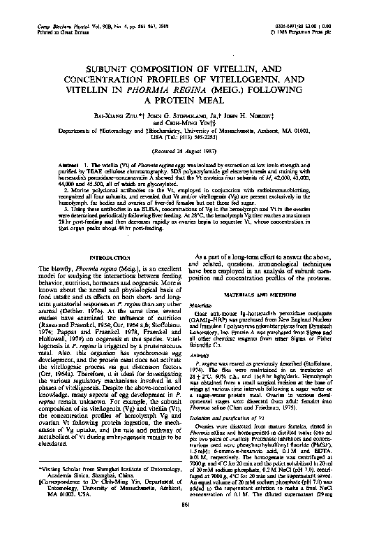 (PDF) Subunit composition of vitellin, and concentration profiles of ...