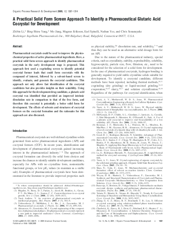 (PDF) A Practical Solid Form Screen Approach To Identify a ...
