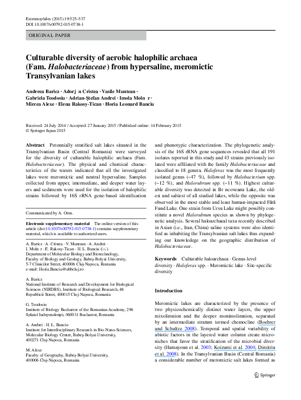 (PDF) Culturable diversity of aerobic halophilic archaea (Fam. Halobacteriaceae) from ...