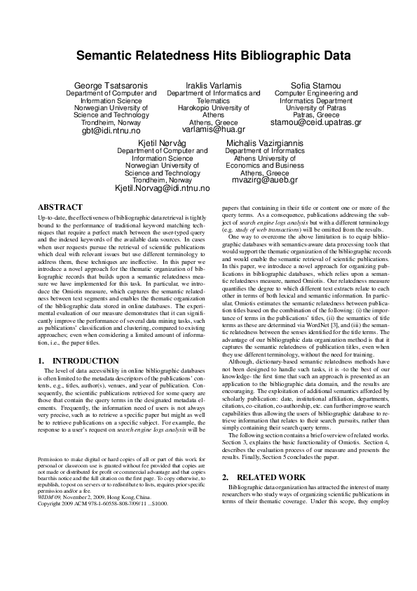 (PDF) Semantic relatedness hits bibliographic data