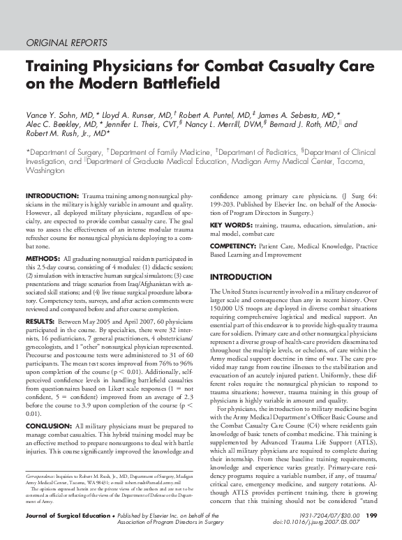 (PDF) Training Physicians for Combat Casualty Care on the Modern ...