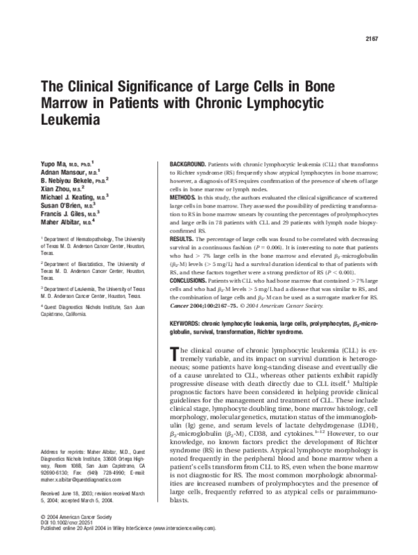 (PDF) The clinical significance of large cells in bone marrow in ...