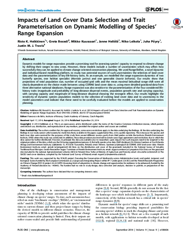 Pdf Impacts Of Land Cover Data Selection And Trait Parameterisation On Dynamic Modelling Of