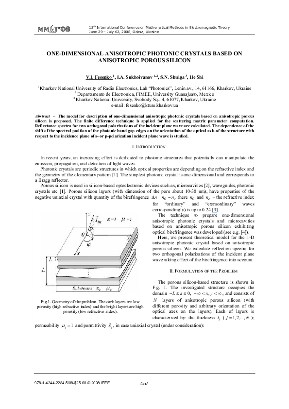 (PDF) One-dimensional anisotropic photonic crystals based on ...