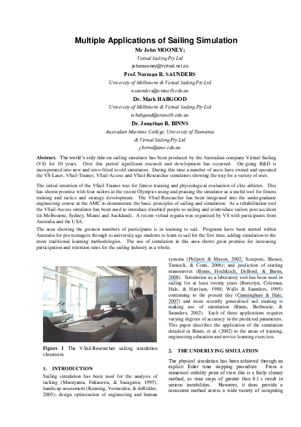 (PDF) Multiple Applications of Sailing Simulation