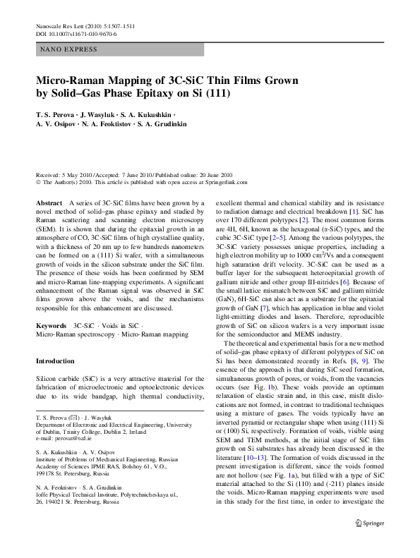 (PDF) Micro-Raman Mapping of 3C-SiC Thin Films Grown by Solid–Gas Phase ...