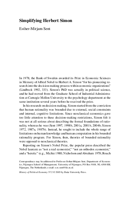 (PDF) Simplifying Herbert Simon