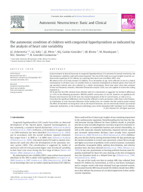 (PDF) The autonomic condition of children with congenital hypothyroidism as indicated by the ...