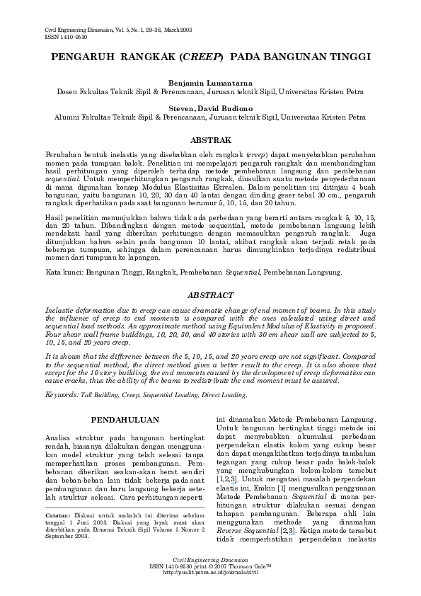 (PDF) Pengaruh Rangkak Creep Pada Bangunan Tinggi